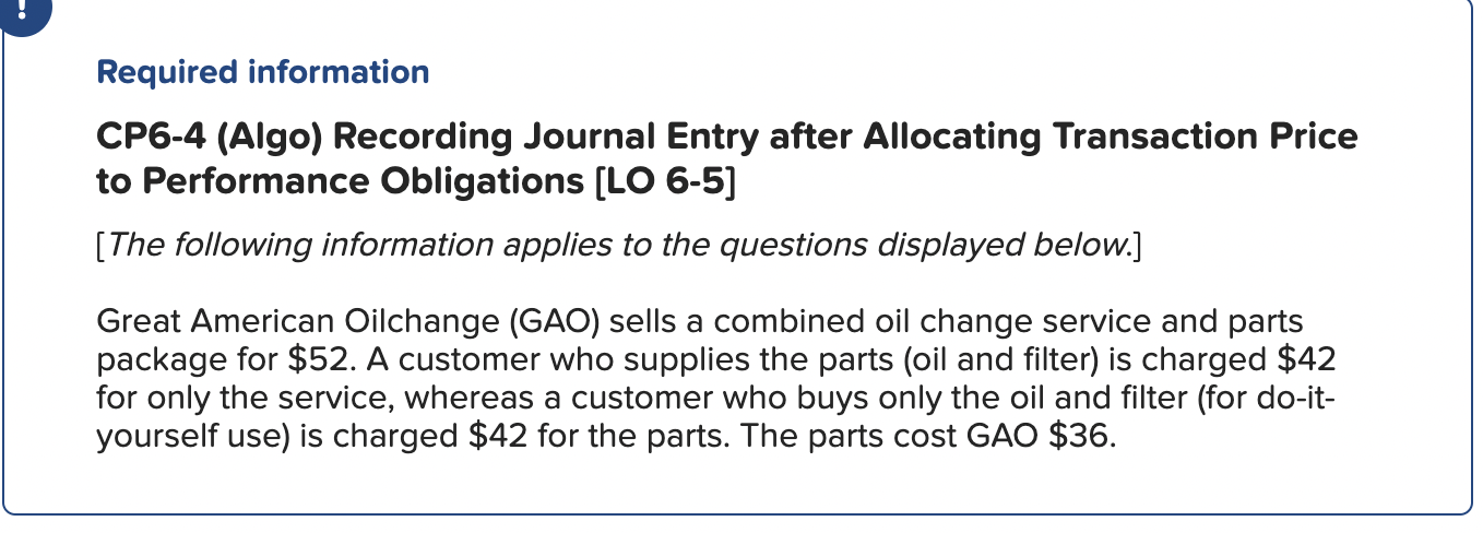 Solved Required information CP6-4 (Algo) Recording Journal | Chegg.com