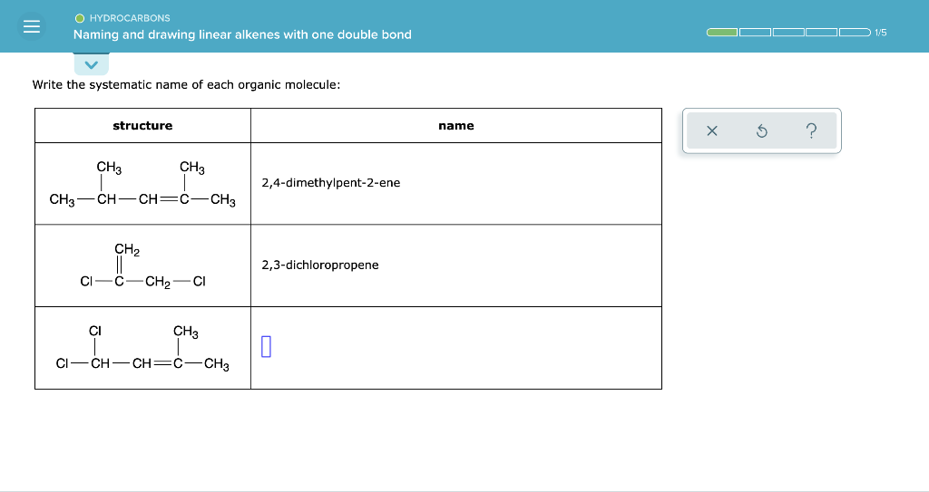 Solved E O HYDROCARBONS Naming and drawing linear alkenes | Chegg.com