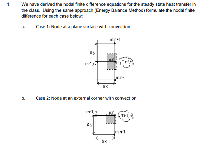 Solved 1. We have derived the nodal finite difference | Chegg.com