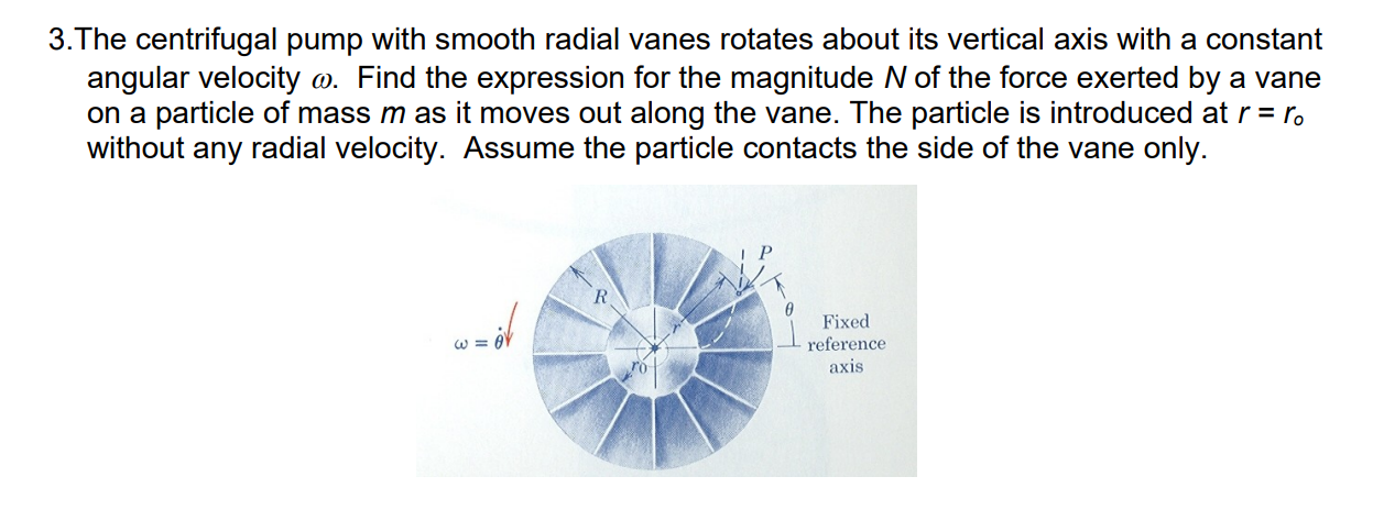 Solved 3. The centrifugal pump with smooth radial vanes | Chegg.com