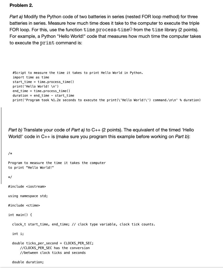 Problem 2. Part a) Modify the Python code of two | Chegg.com
