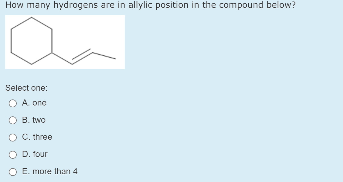 Solved How many hydrogens are in allylic position in the | Chegg.com