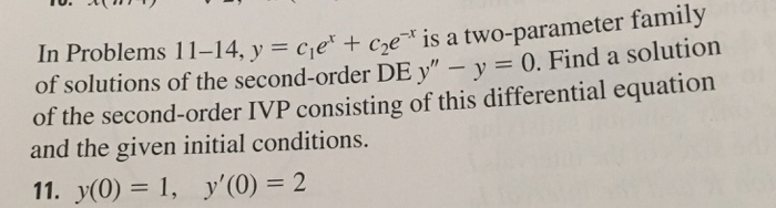 Solved Y = c_1e^x + c_2e^-x is a two-parameter family of | Chegg.com