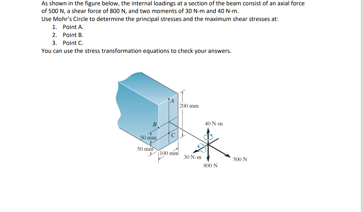 Solved As shown in the figure below, the internal loadings | Chegg.com