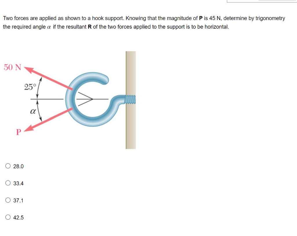 Solved Two Forces Are Applied As Shown To A Hook Support