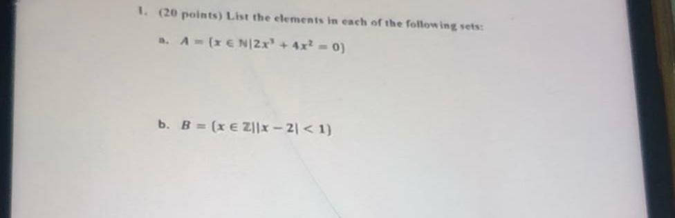 Solved 1. (20 points) List the elements in each of the | Chegg.com