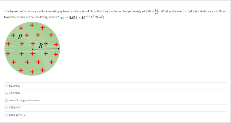 Solved The figure below shows a solid insulating sphere | Chegg.com