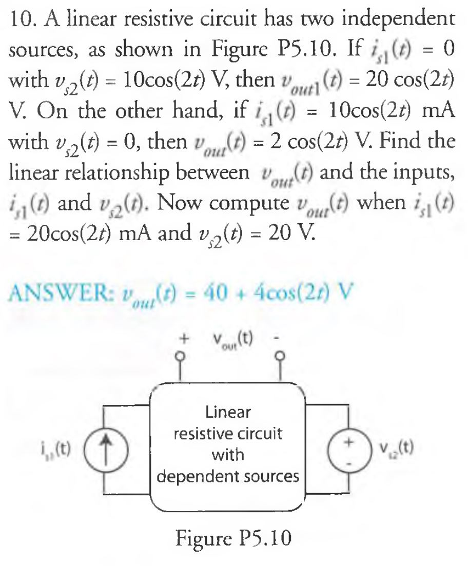 Solved 10. A linear resistive circuit has two independent | Chegg.com