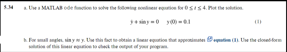 Solved 534 A Use A Matlab Ode Function To Solve The 8581