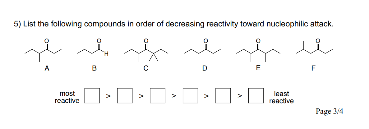 Solved 5) List the following compounds in order of | Chegg.com