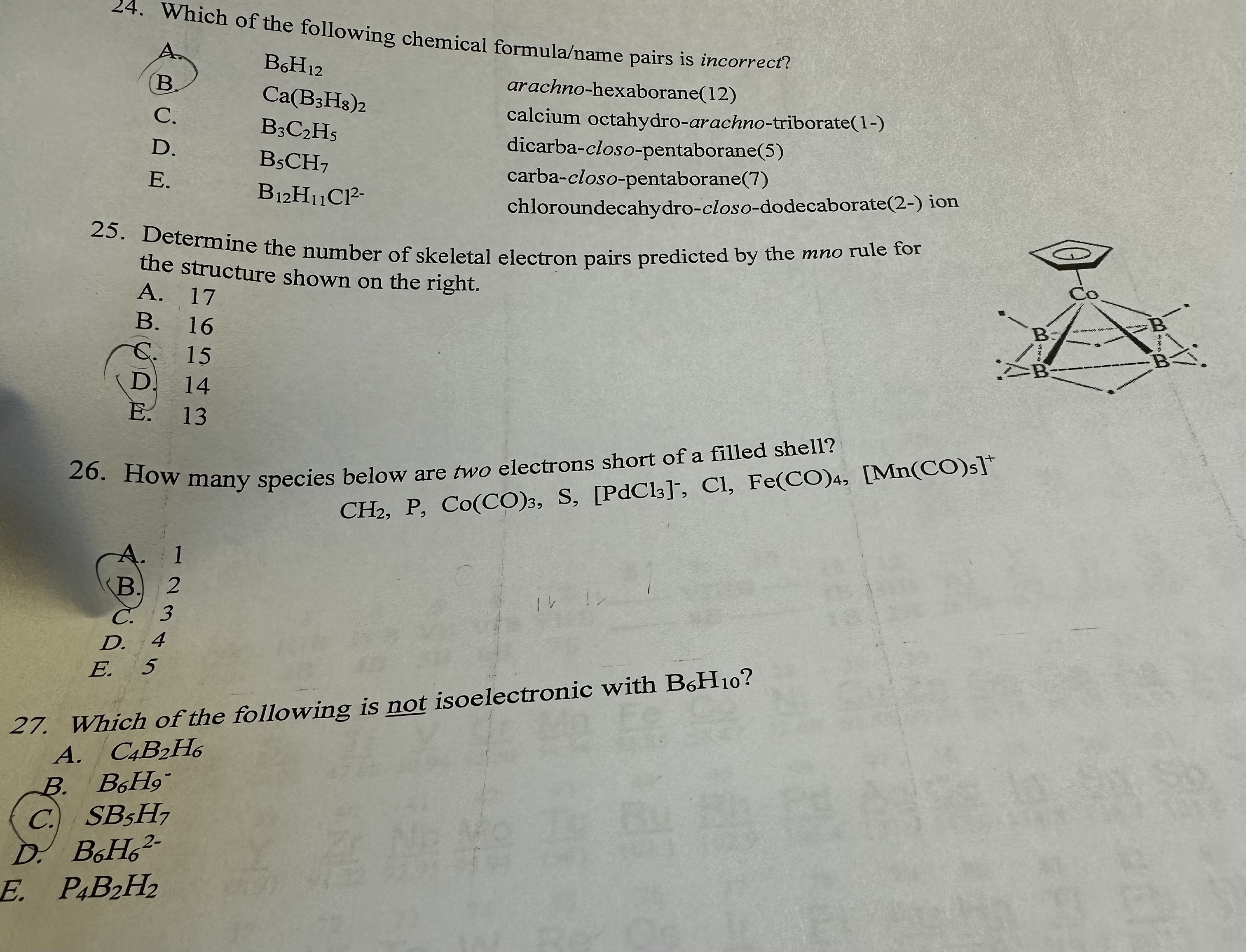 Solved 24. Which of the following chemical formula/name | Chegg.com