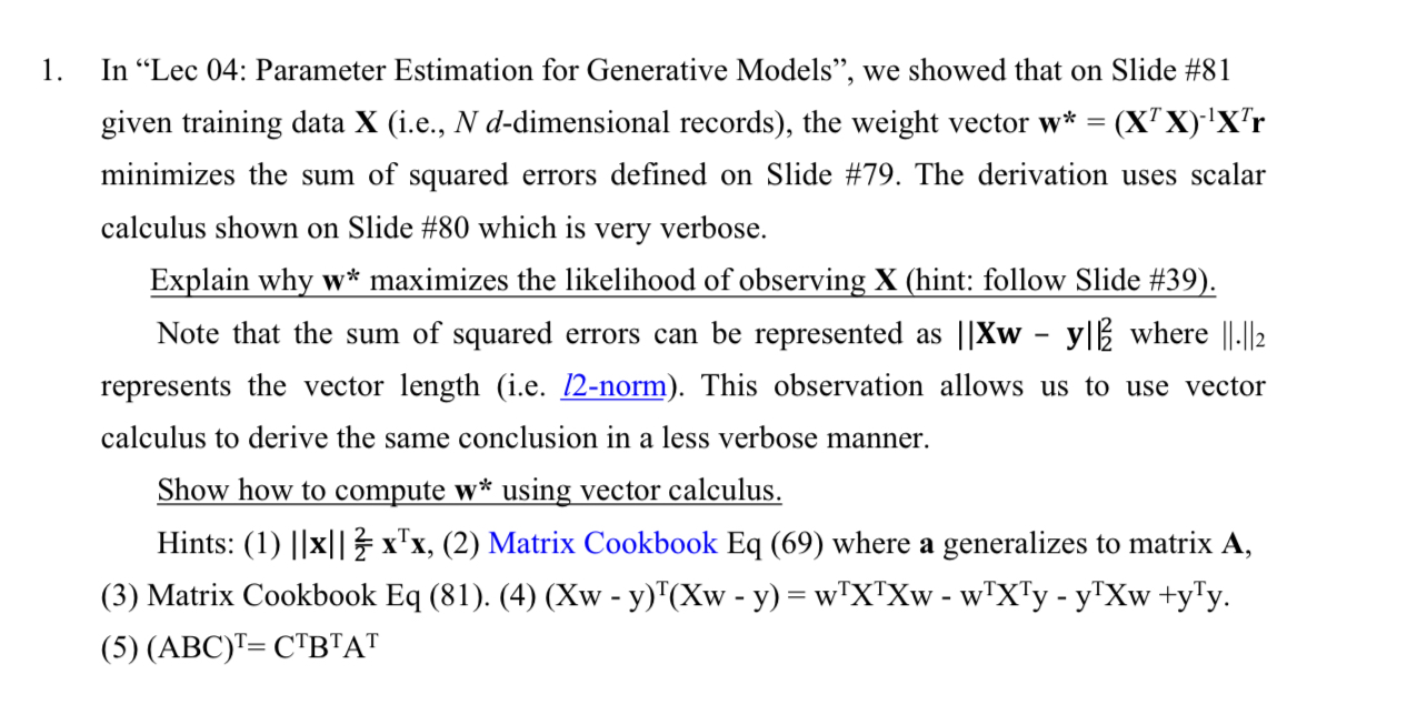 Solved In Lec 04 Parameter Estimation For Generative 