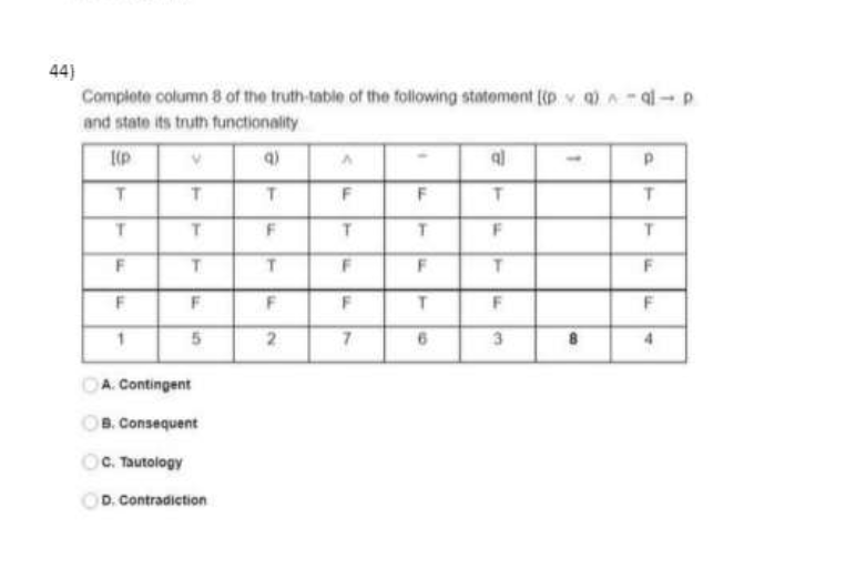 Solved Complete column 8 of the truth table of the following | Chegg.com