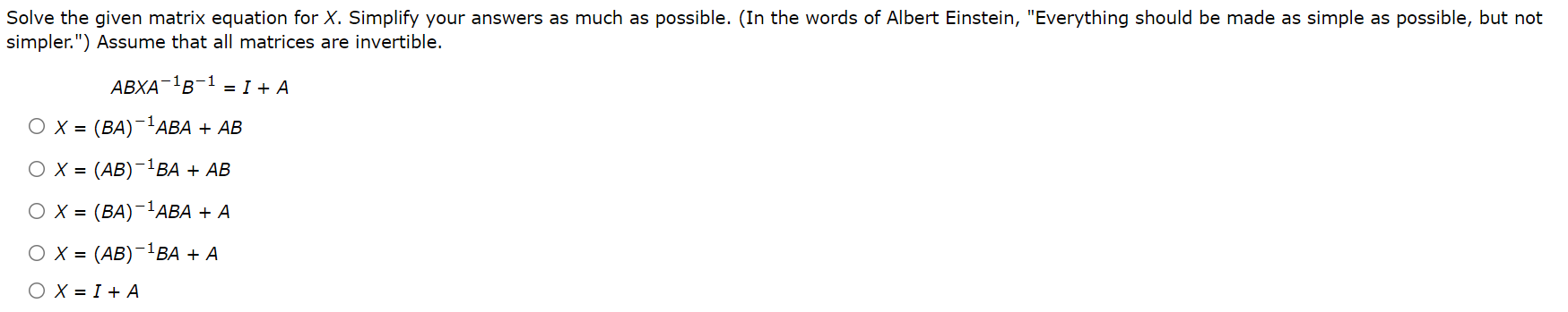 Solved Solve the given matrix equation for X. Simplify your | Chegg.com