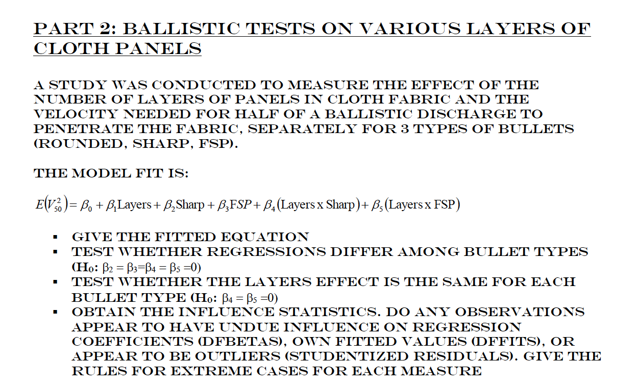 PART 2: BALLISTIC TESTS ON VARIOUS LAYERS OF CLOTH | Chegg.com