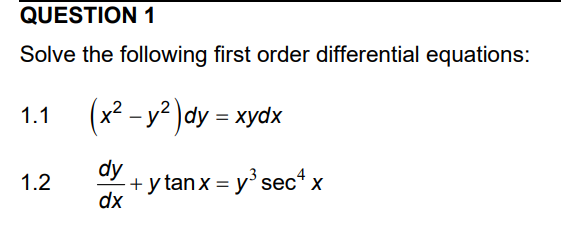 Solved Solve the following first order differential | Chegg.com