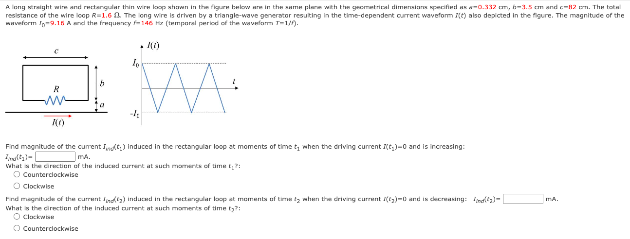 Solved waveform I0=9.16 A and the frequency f=146 Hz | Chegg.com