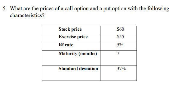 Solved What are the prices of a call option and a put option | Chegg.com