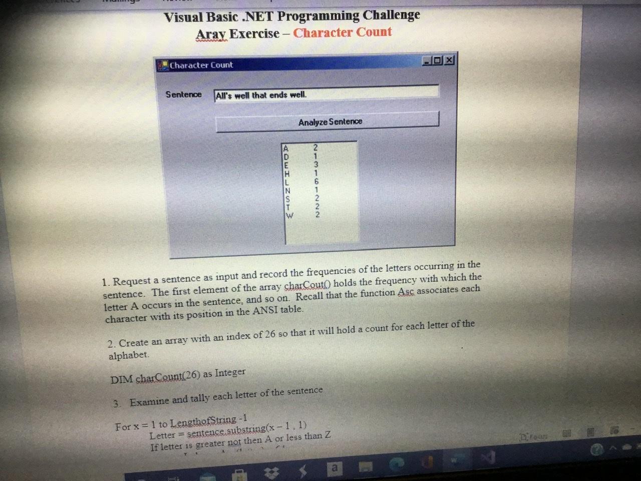 Solved Visual Basic .NET Programming Challenge Aray Exercise | Chegg.com