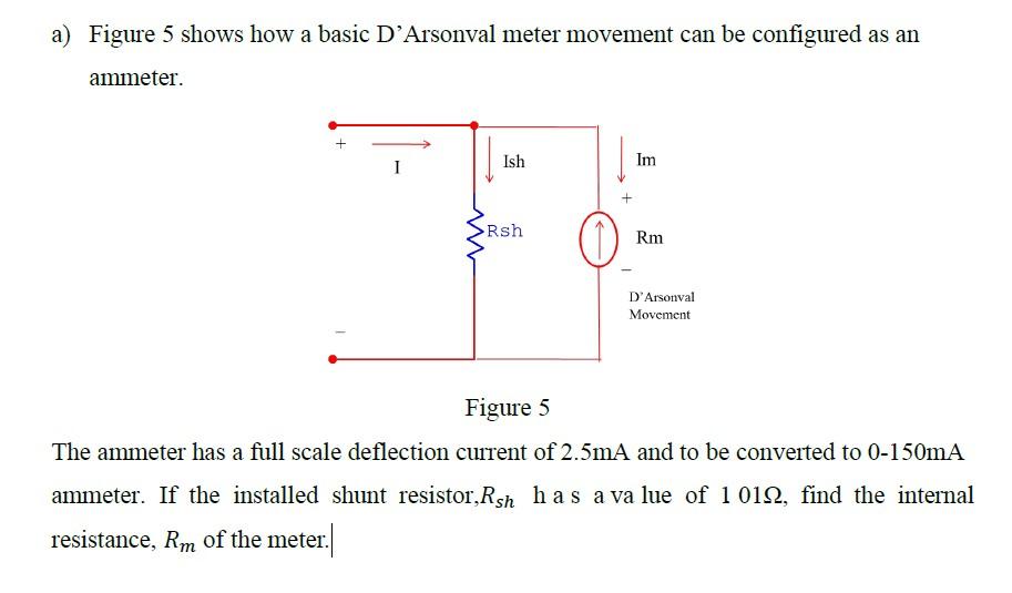 Solved a) Figure 5 shows how a basic D'Arsonval meter | Chegg.com