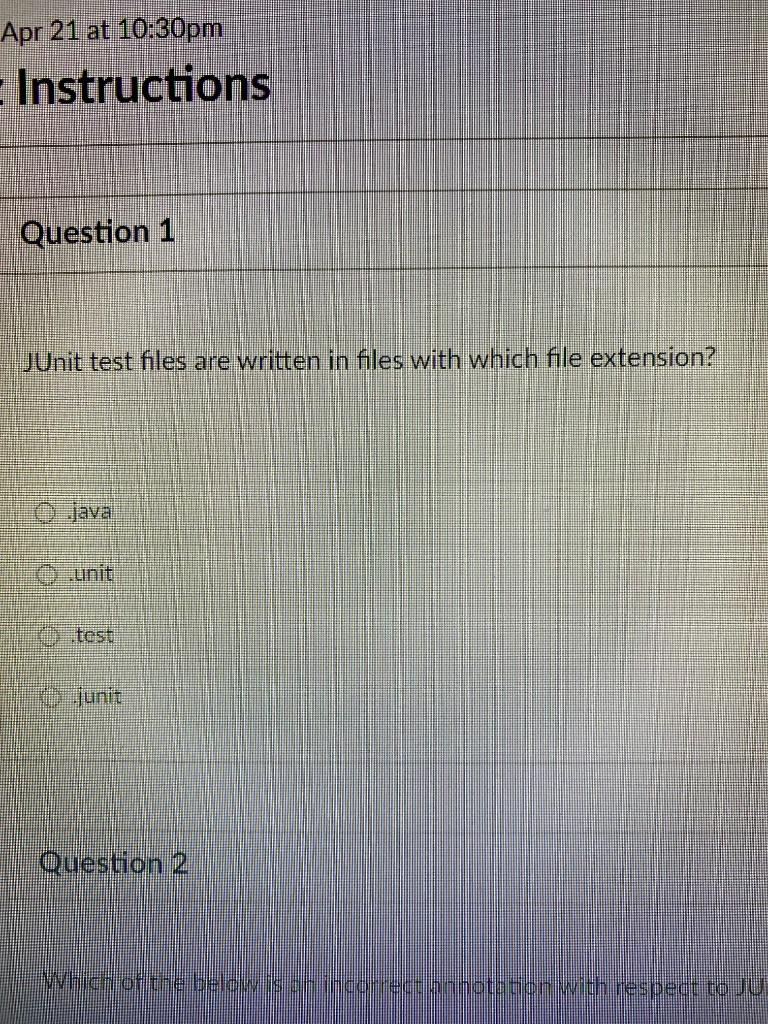 Solved Apr 21 at 10:30pm - Instructions Question 1 JUnit | Chegg.com