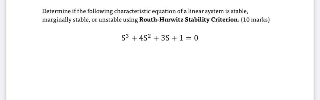 Solved Determine if the following characteristic equation of | Chegg.com