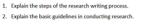 Solved 1. Explain the steps of the research writing process. | Chegg.com