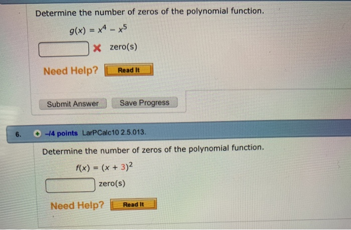 Solved Determine the number of zeros of the polynomial | Chegg.com