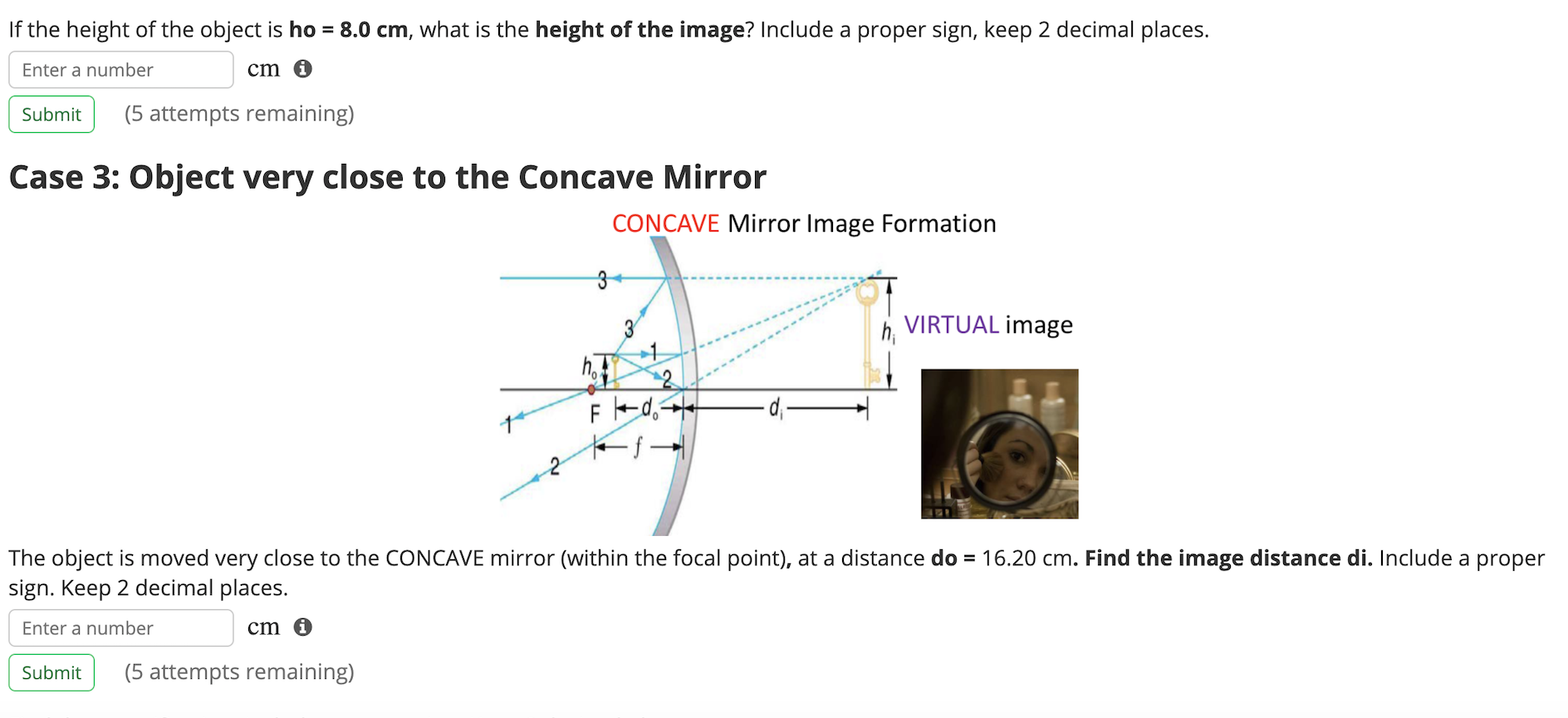 Solved R 1 Reflection -CONCAVE Mirrors Pay attention to the | Chegg.com