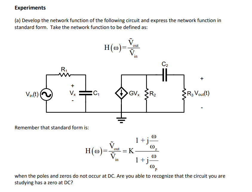 (a) Develop the network function of the following | Chegg.com