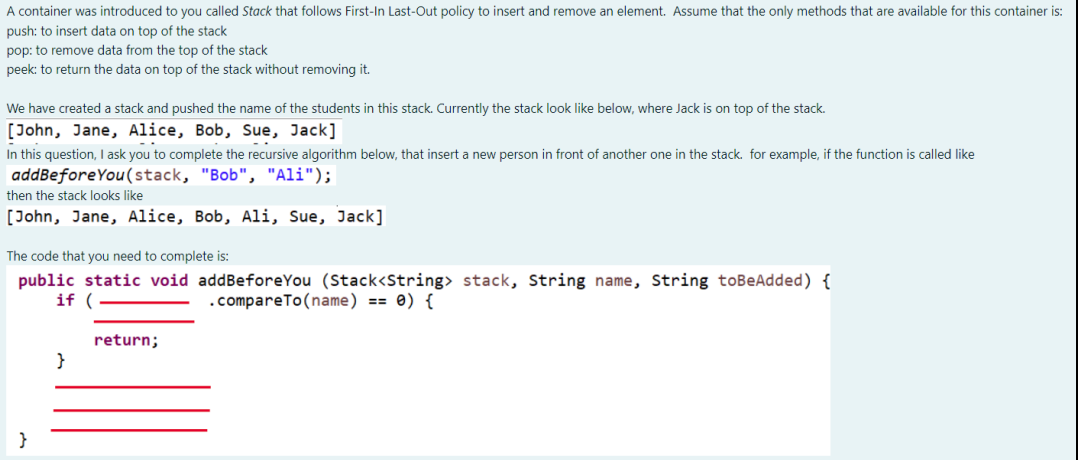 Solved A container was introduced to you called Stack that | Chegg.com