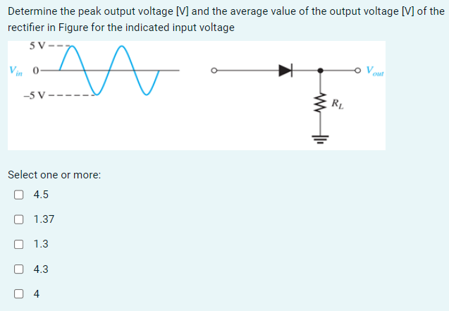 Solved Determine The Peak Output Voltage V And The Average 3475