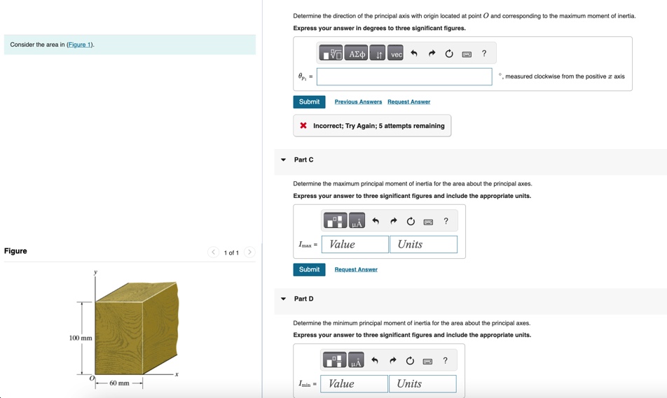 Solved Determine the direction of the principal axis with | Chegg.com
