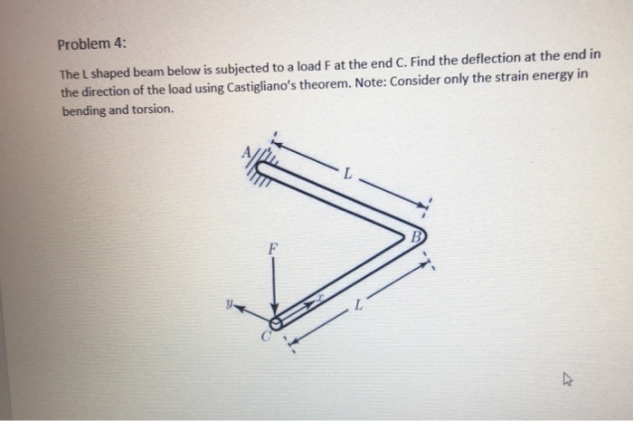 Solved Problem 4: The L shaped beam below is subjected to a | Chegg.com