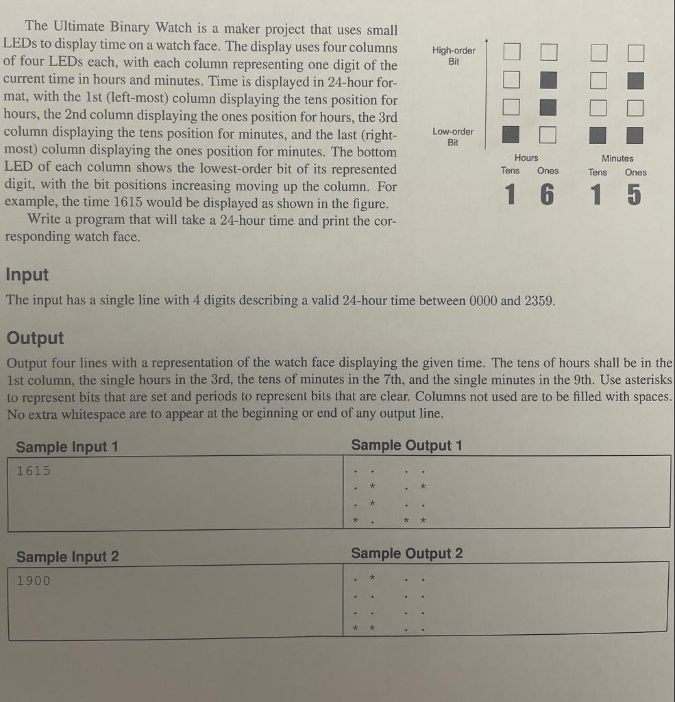 Solved High-order Bit The Ultimate Binary Watch is a maker | Chegg.com