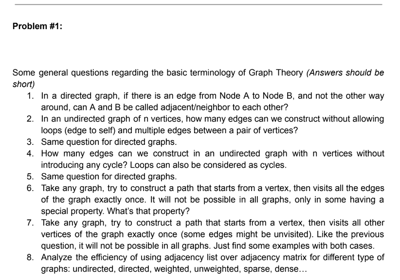 Solved Problem #1:Some general questions regarding the basic | Chegg.com