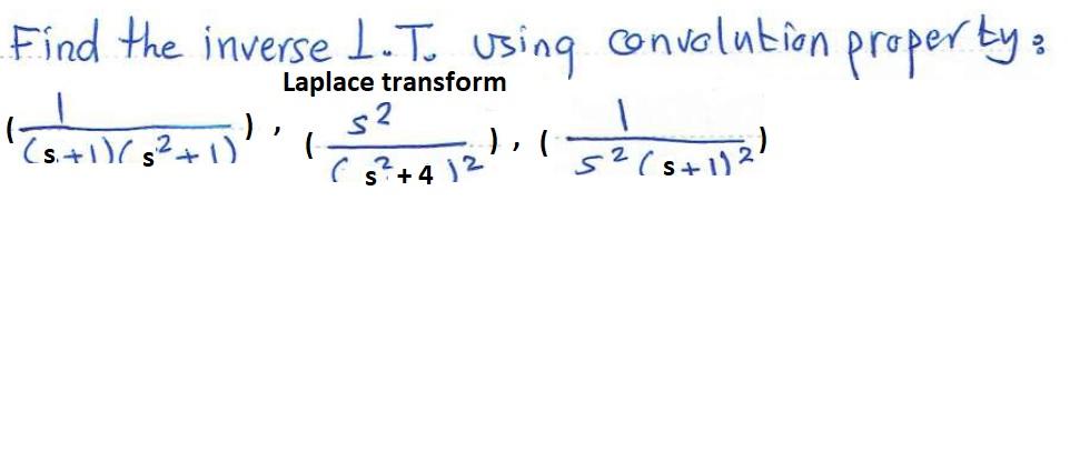 Solved Find the inverse I. T using convolution property? 3 | Chegg.com