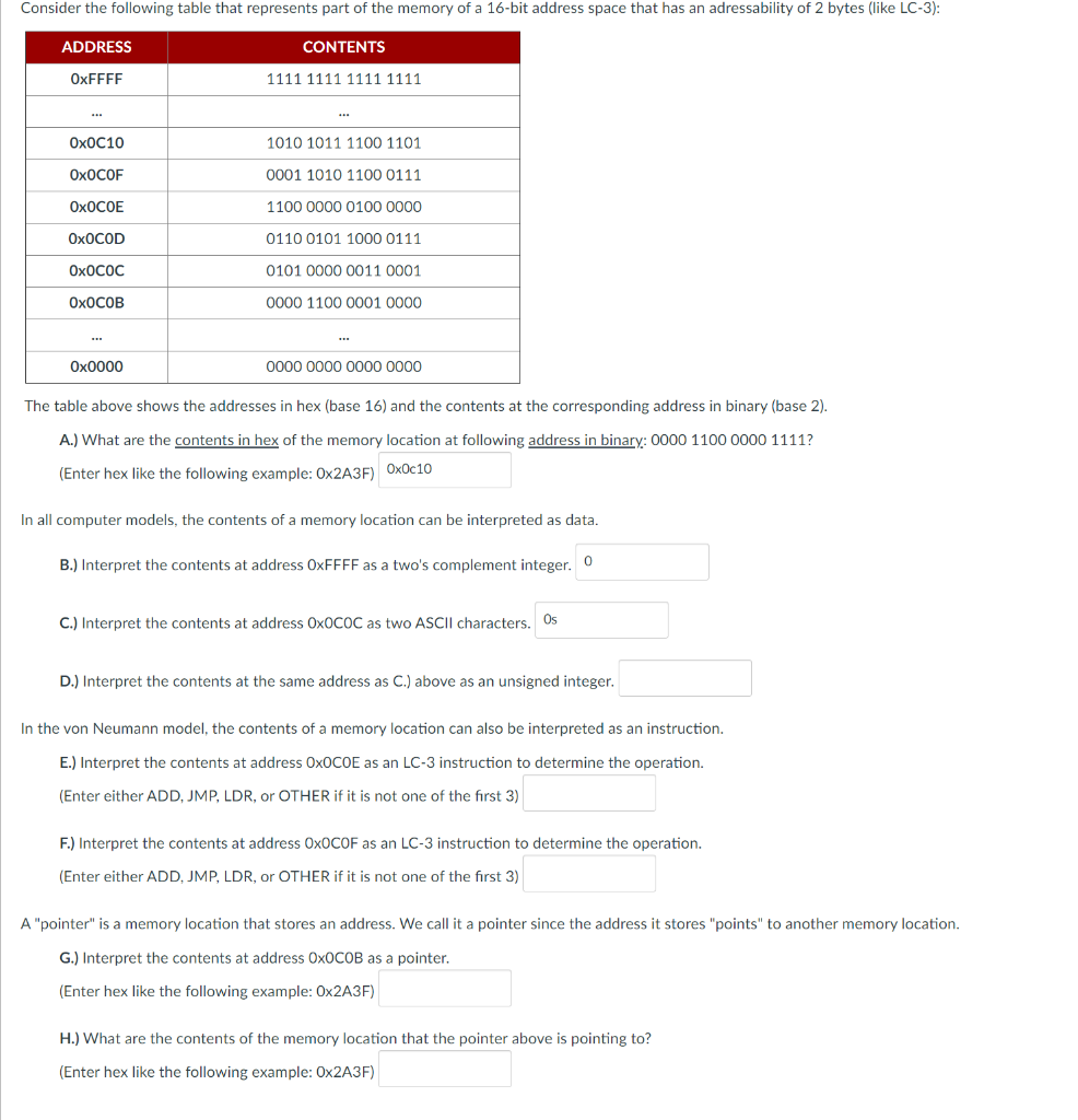 Solved Consider the following table that represents part of | Chegg.com