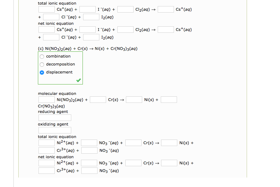 Solved Classify each of the following redox reactions as a | Chegg.com