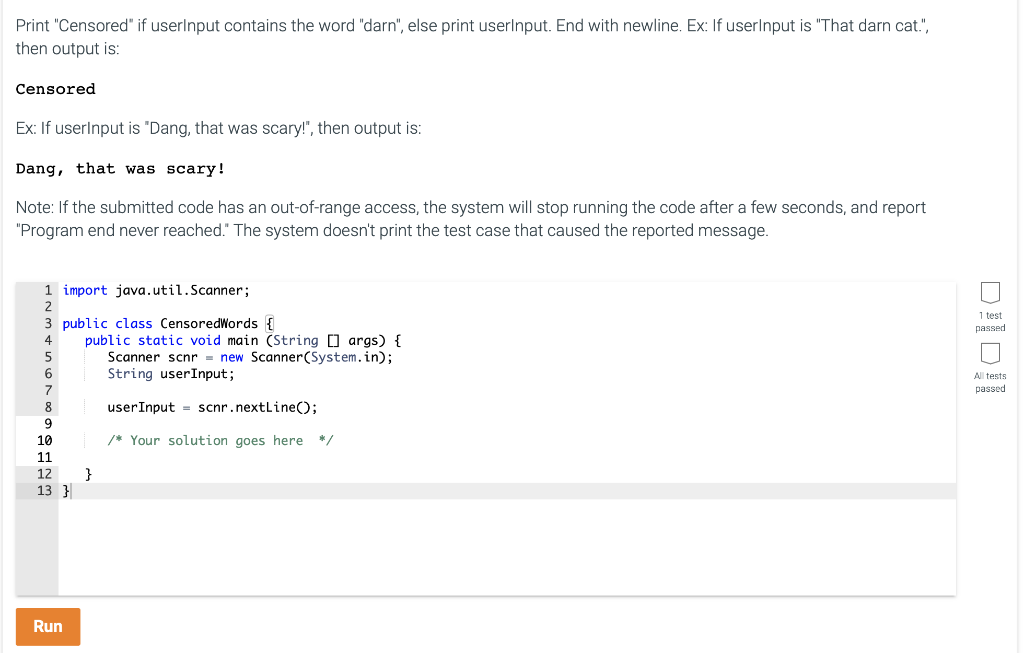 Solved: Print "Censored' If Userlnput Contains The Word "d... | Chegg.com