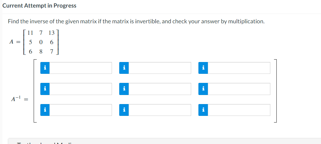 Solved Current Attempt in ProgressFind the inverse of the | Chegg.com