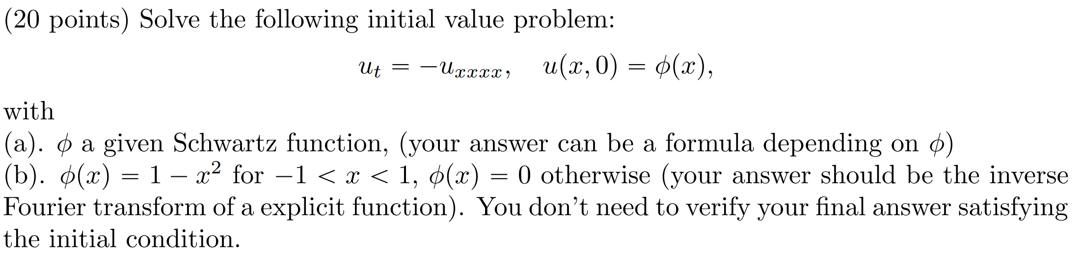 Solved (20 points) Solve the following initial value | Chegg.com