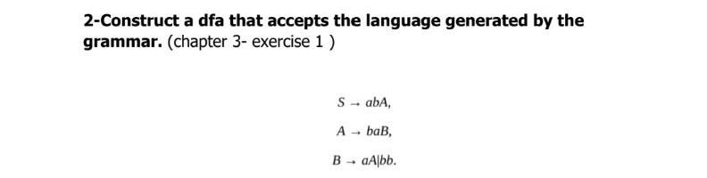 Solved 2 Construct A Dfa That Accepts The Language Generated 0090
