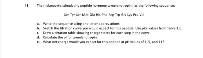 Solved #1 The melanocyte-stimulating peptide hormone | Chegg.com