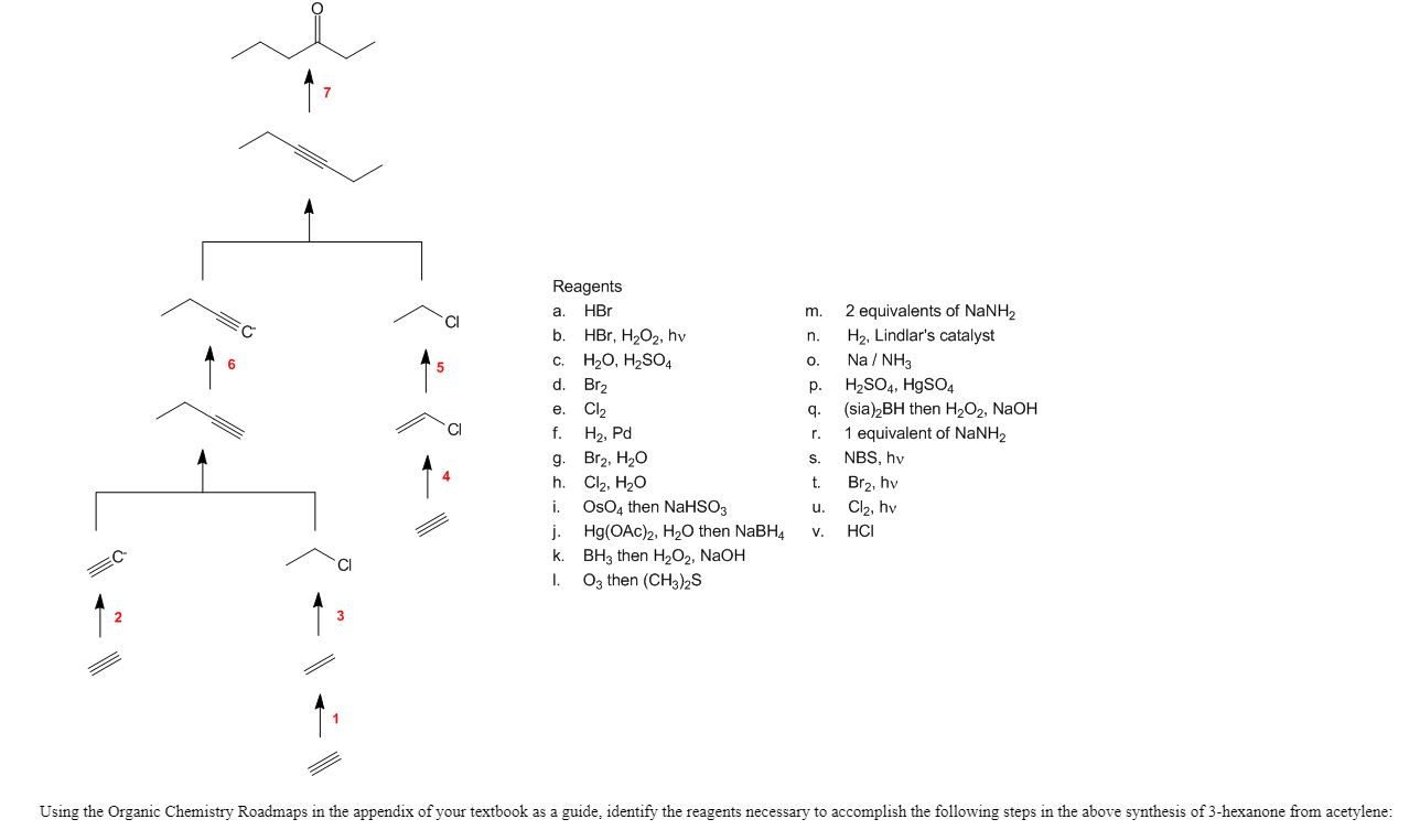 Solved Reagents HBr 2 equivalents of NaNH2 а m. HBr, H202, | Chegg.com