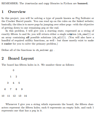Please write a program in python that solves a peg | Chegg.com