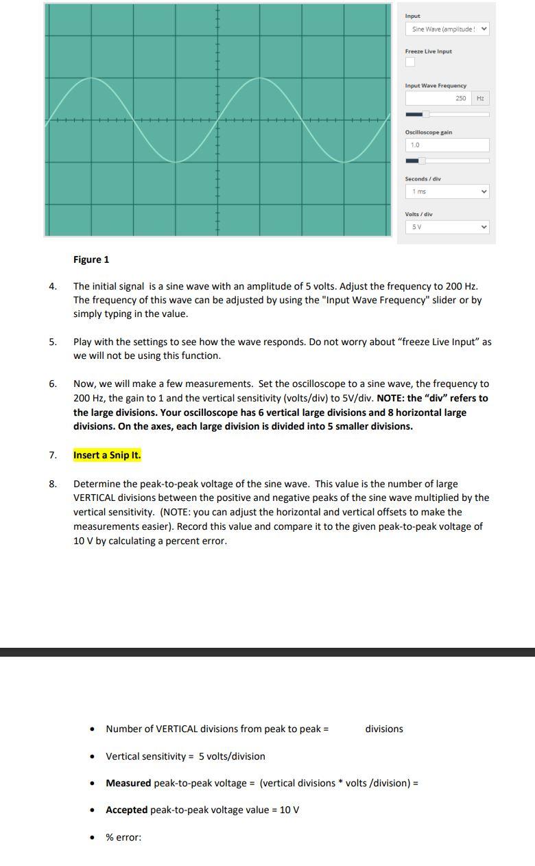 Solved Input Sine Wave (amplitude! V Freeze Live Input Input | Chegg.com
