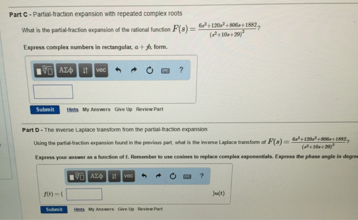 Solved Partial-fraction expansion with repeated complex | Chegg.com