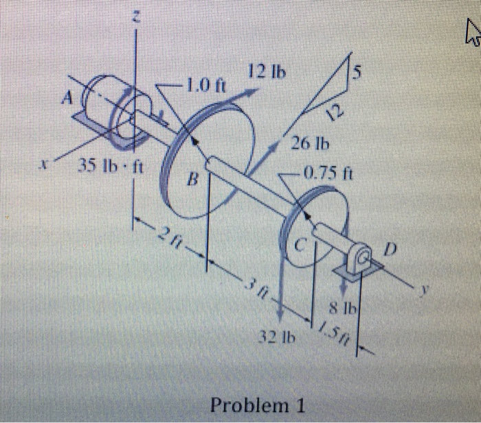 Solved 1. (10) The shaft-and-pulley assembly ABCD is driven | Chegg.com