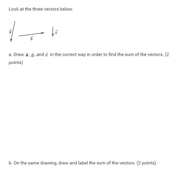 Solved Look at the three vectors below. a. Draw a,b, and c | Chegg.com